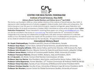 Centre for Multilevel Federalism (CMF) - Institute of Social Sciences